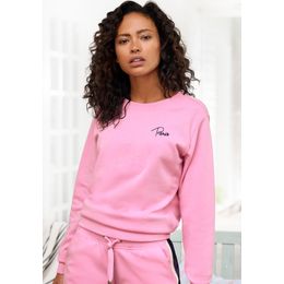 Sweatshirt Vivance, Damen, Gr. 32/34, rosa, Sweatware, Obermaterial: 60% Baumwolle, 40% Polyester, l&auml;ssig geschnitten normal, Rundhals, angesetztes B&uuml;ndchen, Sweatshirts Sweatshirt, Sweatshirt mit Frontprint, Loungeanzug