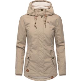 Winterjacke Ragwear "Monade", Damen, Gr. XXXL(46), beige (helltaupe), Obermaterial: 65% Polyester, 35% Baumwolle; Futter: 100% Polyester; Wattierung 100% Polyester, figurbetont Po-bedeckend, verstellbar Rippstrickb&uuml;ndchen mit Druckknopf, Jacken Winterjacke, Damen Winterparka mit Kapuze und m. Fleece gef&uuml;ttert, Topseller