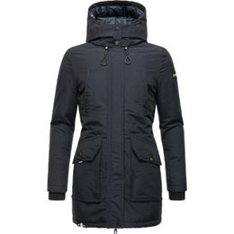 Winterjacke Navahoo "Blizzardstorm", Damen, Gr. S (36), blau (navy), Oberstoff: 70% Baumwolle, 30% Nylon, Futter: 100% Polyester, Wattierung: 100% Polyester, Ärmelfutter: 100% Polyester, figurbetont Po-bedeckend, hoch geschlossener Ausschnitt, Ärmel ohne Ärmelschlitz Rippstrickbündchen, Jacken, Warm gefütterter Wintermantel mit Kapuze