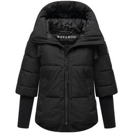 Steppjacke Navahoo "Lotusherz XIV", Damen, Gr. S (36), schwarz, Obermaterial: 100% Polyester; Innenfutter: 100% Polyester; Wattierung: 100% Polyester; Ärmelfutter: 100% Polyester, figurumspielend hüftbedeckend, hoch geschlossener Ausschnitt, eng Rippstrickbündchen, Jacken, Warme gesteppte Winterjacke mit Rippstrickärmeln