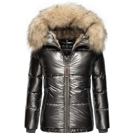Winterjacke Navahoo "Tikunaa", Damen, Gr. XS (34), grau (anthra), Oberstoff: 100% Nylon; Futter: 100% Polyester; Wattierung: 100% Polyester; Ärmelfutter: 100% Polyester; Kunstpelz: 90% Polyacryl, 10% Polyester, figurumspielend hüftbedeckend, verstellbar Rippstrickbündchen kontrastfarben,mit Reißverschluss, Jacken Winterjacke, warm gefütterte Damen Steppjacke mit Kunstfellkapuze