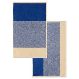 SUITE702 Handtuch-Serie Blend G&auml;stetuch (2er-Set) Blau-Ecru