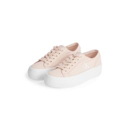 Plateausneaker Calvin Klein Jeans "VULC FLATFORM LOW CV MG", Damen, Gr. 41, rosa (rose, wei&szlig;), Textil, unifarben, Schuhe Plateausneaker, Schn&uuml;rschuh, Freizeitschuh, Halbschuh mit seitlichem Logo