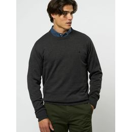 Rundhalspullover MCS "MCS Pullover Ellison", Herren, Gr. L, dunkelgrau melange, Obermaterial: 100% Baumwolle, Pullover Rundhalspullover