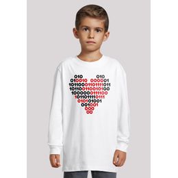T-Shirt F4NT4STIC "I love you 01001001 Binary Code Herz Valentinstag", Jungen, Gr. 122/128, wei&szlig;, Obermaterial: 100% Baumwolle, Rundhals, ohne B&uuml;ndchen, Shirts T-Shirt, Premium Qualit&auml;t