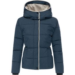 Winterjacke Ragwear "Gleama Melange YOUMODO", Damen, Gr. M (38), blau (navy), Obermaterial: 100% Polyester; Innenfutter: 100% Polyester; Wattierung: 100% Polyester, tailliert h&uuml;ftlang, hoch geschlossener Ausschnitt, eng Rippb&uuml;ndchen, Jacken Winterjacke, Wasserdichte Steppjacke mit abnehmbarer Kapuze
