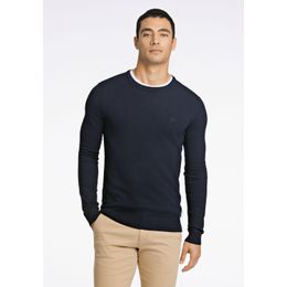 Strickpullover LINDBERGH "LINDBERGH Strickpullover", Herren, Gr. L, blau (navy), Obermaterial: 80% Viskose, 20% Nylon, Rundhals, Pullover