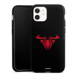 DeinDesign iPhone 12 mini Handy Silikon H&uuml;lle Case schwarz Handyh&uuml;lle Spiderman Logo Marvel