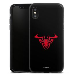 DeinDesign iPhone X Handy Silikon H&uuml;lle Case schwarz Handyh&uuml;lle Spiderman Logo Marvel