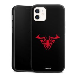 DeinDesign iPhone 12 mini Handy Premium Silikon H&uuml;lle Handyh&uuml;lle schwarz Case Spiderman Logo Marvel Silikon Premium Case
