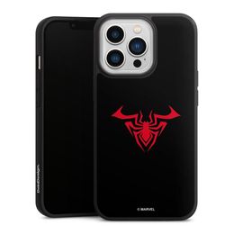 DeinDesign iPhone 13 Pro Handy Premium Silikon H&uuml;lle Handyh&uuml;lle schwarz Case Spiderman Logo Marvel Silikon Premium Case