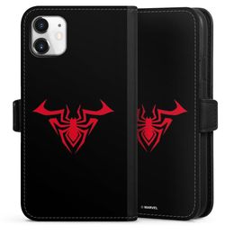 DeinDesign iPhone 11 Handy Klapph&uuml;lle Handyh&uuml;lle aus Kunst Leder schwarz Flip Case Spiderman Logo Marvel Sideflip mit Lasche