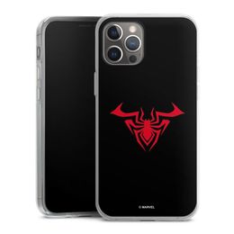 DeinDesign iPhone 12 Pro Max Handy Silikon H&uuml;lle Case transparent Handyh&uuml;lle Spiderman Logo Marvel Silikon Case