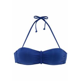 Buffalo Bandeau-Bikini-Top 'Happy' blau Gr. 32 Cup A/B. Mit Flechtdetails. Ohne B&uuml;gel Und Mit Seitlichen St&auml;bchen