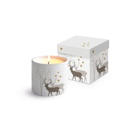 PPD Kerze ''Winter Deers'' in Weiß/ Grau - (H)8,5 x Ø 7 cm - 10% | Kerzen-vasen