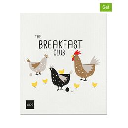PPD 2er-Set: Schwammtücher "Breakfast Club" in in Weiß/ Bunt - (L)20 x (B)17 cm - 22% | Tischwaesche