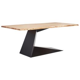 Livetastic Esstisch, Schwarz, Akazie, Holz, Metall, Akazie, vollmassiv, Holz, rechteckig, C-Form, 100x76x200 cm, gastro- und objekttauglich, Esszimmer, Tische, Esstische