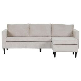 Boxxx Ecksofa, Beige, Textil, Buche, massiv, 2-3-Sitzer, F&uuml;llung: Schaumstoff, Ottomane rechts, seitenverkehrt montierbar, L-Form, 218x150 cm, R&uuml;cken echt, Wohnzimmer, Sofas & Couches, Wohnlandschaften, Ecksofas