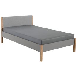 Paidi Bett Sten, Grau, Eiche, Textil, massiv, 120x200 cm, Blauer Engel, Goldenes M, gepolstertes Kopfteil, Kinder- & Jugendzimmer, Kinderm&ouml;bel, Kinderbetten, Kindereinzelbetten
