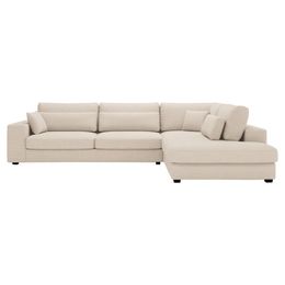 CARRYHOME Ecksofa, Creme, Textil, 4-5-Sitzer, F&uuml;llung: Schaumstoff, Ottomane rechts, L-Form, 314x250 cm, Stoffauswahl, seitenverkehrt erh&auml;ltlich, R&uuml;cken echt, Wohnzimmer, Sofas & Couches, Wohnlandschaften, Ecksofas