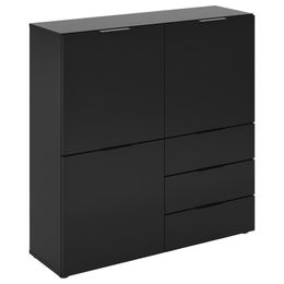 Mid.you Kommode, Schwarz, Kunststoff, 5 F&auml;cher, 3 Schublade(n) Schubladen, 100x101x32 cm, Made in Germany, stehend, Wohnzimmer, Kommoden & Sideboards, Kommoden