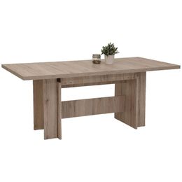 CARRYHOME Esstisch, Eiche, Holzwerkstoff, rechteckig, Wange, 90x76x160-320 cm, ausziehbar, Esszimmer, Tische, Esstische, Esstische ausziehbar