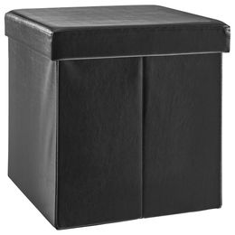 CARRYHOME Sitzbox, Schwarz, Textil, Uni, 38x38x38 cm, faltbar, als Aufbewahrungsbox verwendbar, Stauraum, Wohnzimmer, Hocker, Sitzw&uuml;rfel