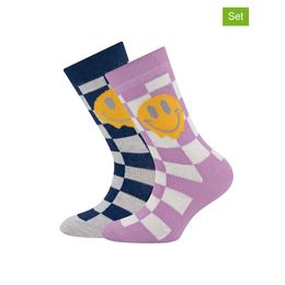 Ewers 2er-Set: Socken "Karo/ Smile" in Dunkelblau/ Lila - 25% | Größe 39-42 | Babysocken-strumpfhosen