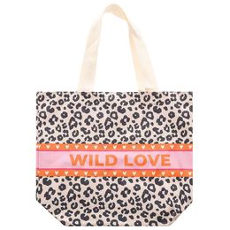 Zwillingsherz Shopper "Wild Love" in Beige/ Schwarz/ Orange - (B)45 x (H)38 x (T)17 cm - 50% | Damen-taschen