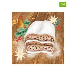 PPD 2er-Set: Servietten ''Christstollen'' in Hellbraun/ Weiß - 2x 20 Stück - 43% |