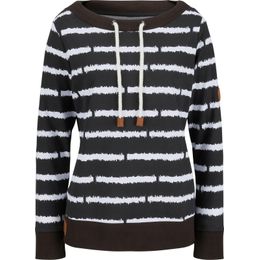 CR&Eacute;ATION L Damen Sweatshirt mit Tunnelzug und Bindeband schwarz-ecru Gr&ouml;&szlig;e 38