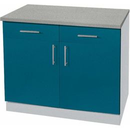 Wiho-K&uuml;chen WIHO K&Uuml;CHEN Unterschrank &raquo;Kiel&laquo; 100 cm breit, in Tiefe 50 cm Front: Ozeanblau Steel Grey