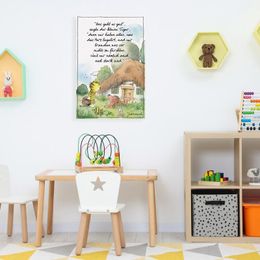 LuckyLinde Leinwandbild &raquo;Der kleine B&auml;r und der kleine Tiger vor ihrem Haus&laquo; 1 Stk. tlg. Exklusive JANOSCH Kindermotive bunt Canvas, Holzrahmen