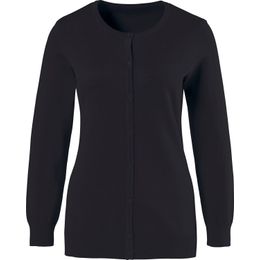 CR&Eacute;ATION L Damen Strickjacke aus reiner Baumwolle schwarz Gr&ouml;&szlig;e 42