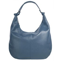 CLUTY Shopper echt Leder, Made in Italy blau