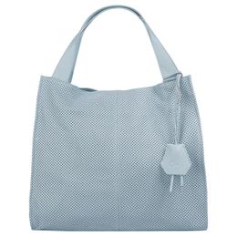 CLUTY Shopper echt Leder, Made in Italy hellblau