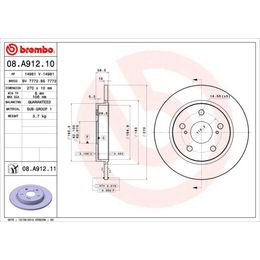 Brembo Bremsensatz-Vorn und hinten SG00000EXS Bremsensatz, Scheibenbremse vorne rechts links innenbel&uuml;ftet 270mm f&uuml;r TOYOTA 044650F012 044650F011 0446