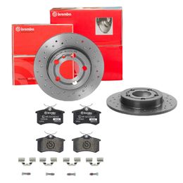 Brembo Bremsensatz-Hinterachse XTRA LINE SK8K0F9F57 Bremsensatz, Scheibenbremse hinten rechts links Gelocht 239mm f&uuml;r SKODA VW SEAT PEUGEOT (FAW) (SVW