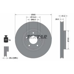TEXTAR Bremsscheibe 92166505 300mm 28mm f&uuml;r HYUNDAI KIA