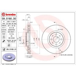 Brembo Bremsensatz-Vorderachse COATED DISC LINE / STANDARD IJF141I7G0 Bremsensatz, Scheibenbremse vorne rechts links innenbel&uuml;ftet 281mm f&uuml;r ALFA ROME
