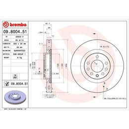 Brembo Bremsensatz-Vorderachse COATED DISC LINE / STANDARD Bremsensatz, Scheibenbremse vorne rechts links innenbel&uuml;ftet 305mm f&uuml;r VAUXHALL OPEL 569084