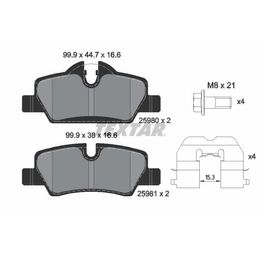 TEXTAR Bremsbelagsatz, Scheibenbremse hinten rechts links mit Zubeh&ouml;r f&uuml;r MINI 6885529 34216885529 6864488 2598001