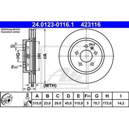 ATE Bremsensatz-Hinterachse Standard Disc / Ceramic Bremsensatz, Scheibenbremse hinten rechts links bel&uuml;ftet 315mm f&uuml;r VAUXHALL OPEL 13586855 569093 1
