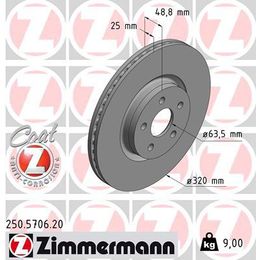 Zimmermann Bremsscheibe vorne rechts links innenbel&uuml;ftet 320mm f&uuml;r FORD KV6C-1125-FC KV6C-1125-FB 2252905 250.5706.20