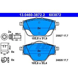 ATE Bremsensatz, Scheibenbremse Bremsensatz-Vorn und Hinten SG00000DJN Hinterachse bel&uuml;ftet 266mm 22mm f&uuml;r Vaughall Citro&euml;n Opel Peugeot TOYOTA