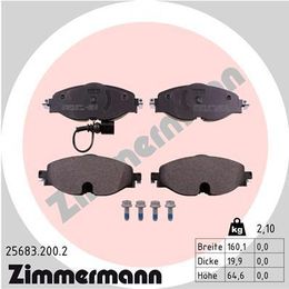 Zimmermann Bremsbelagsatz, Scheibenbremse vorne rechts links Foto entspricht Lieferumfang f&uuml;r VAG 5Q0698151AA 5Q0698151B 8V0698151D 25683.200.2
