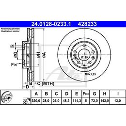 ATE Bremsensatz-Vorderachse Bremsensatz, Scheibenbremse vorne rechts links bel&uuml;ftet 320mm f&uuml;r MAZDA L2Y6-33-23 EHY4-33-28Z EH14-33-25XA IJZJSGJKB6
