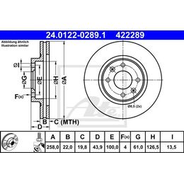 ATE Bremsensatz-Vorderachse Standard Disc / Ceramic IJZJSGGWU9 Bremsensatz, Scheibenbremse vorne rechts links bel&uuml;ftet 258mm f&uuml;r RENAULT DACIA SMART 4