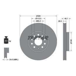 TEXTAR Bremsscheibe 92334805 vorne rechts links bel&uuml;ftet 306mm f&uuml;r SKODA VW SEAT CUPRA AUDI (FAW) 5WA615301B 5WA615301
