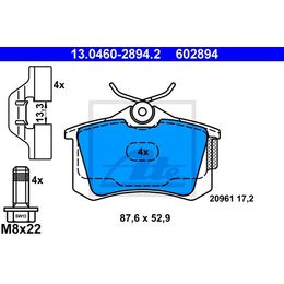 ATE Bremsensatz-Vorn und hinten Bremsensatz, Scheibenbremse vorne rechts links bel&uuml;ftet 256mm f&uuml;r SKODA SEAT VAG 6C0698151B 1J0615601Q 1J0615601P SG00